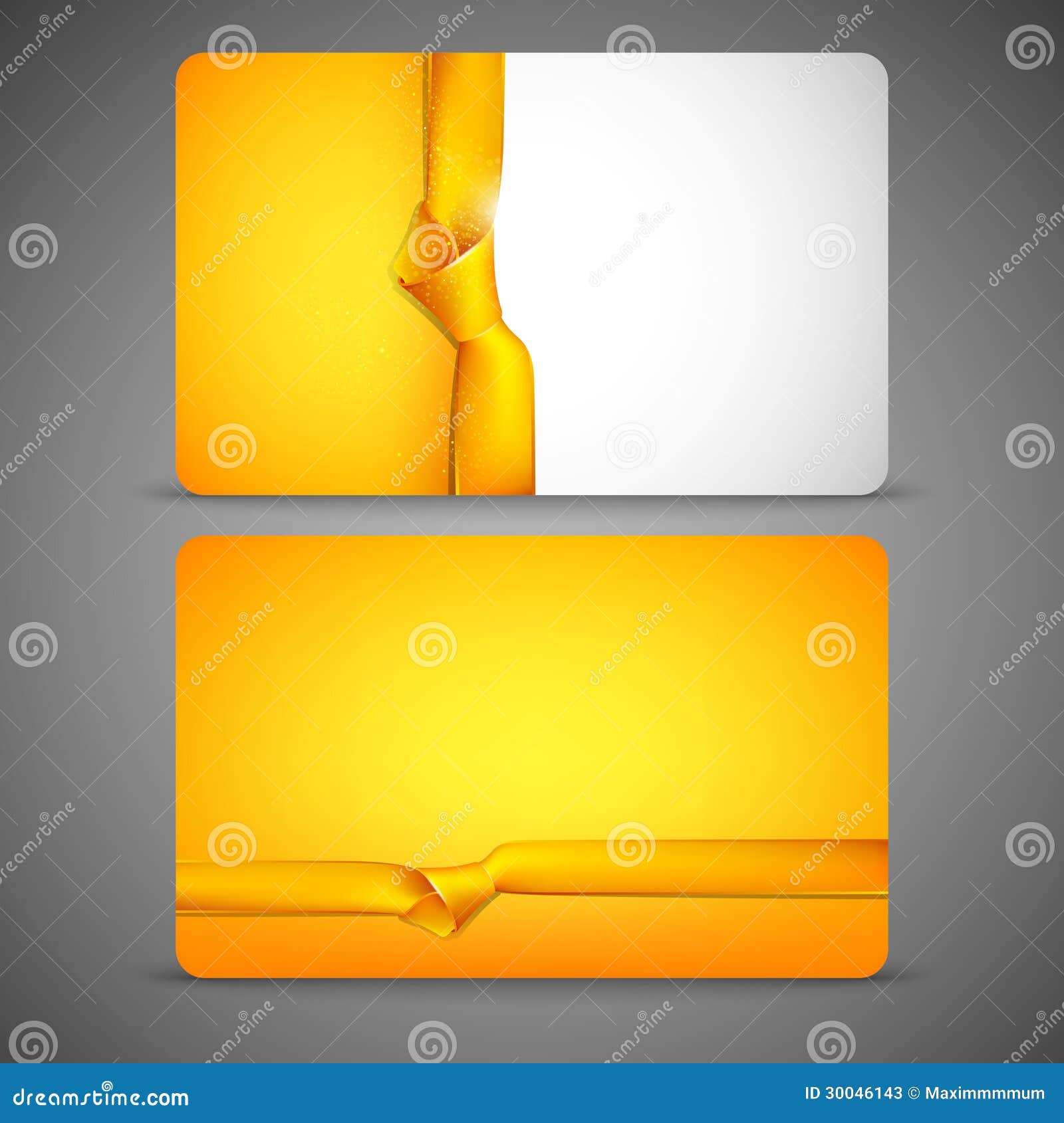 Set of Gift Cards with Yellow Ribbons Stock Illustration - Illustration ...