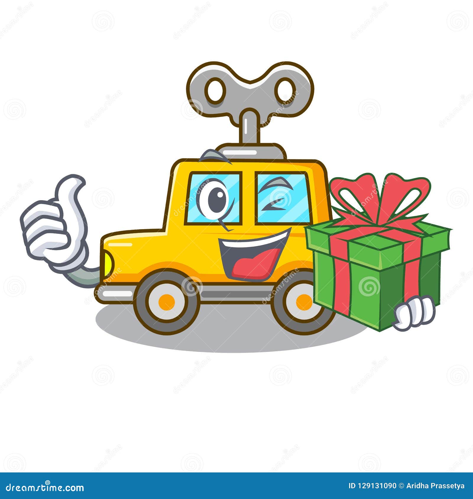 With Gift Cartoon Clockwork Toy Car for Gift Stock Vector ...