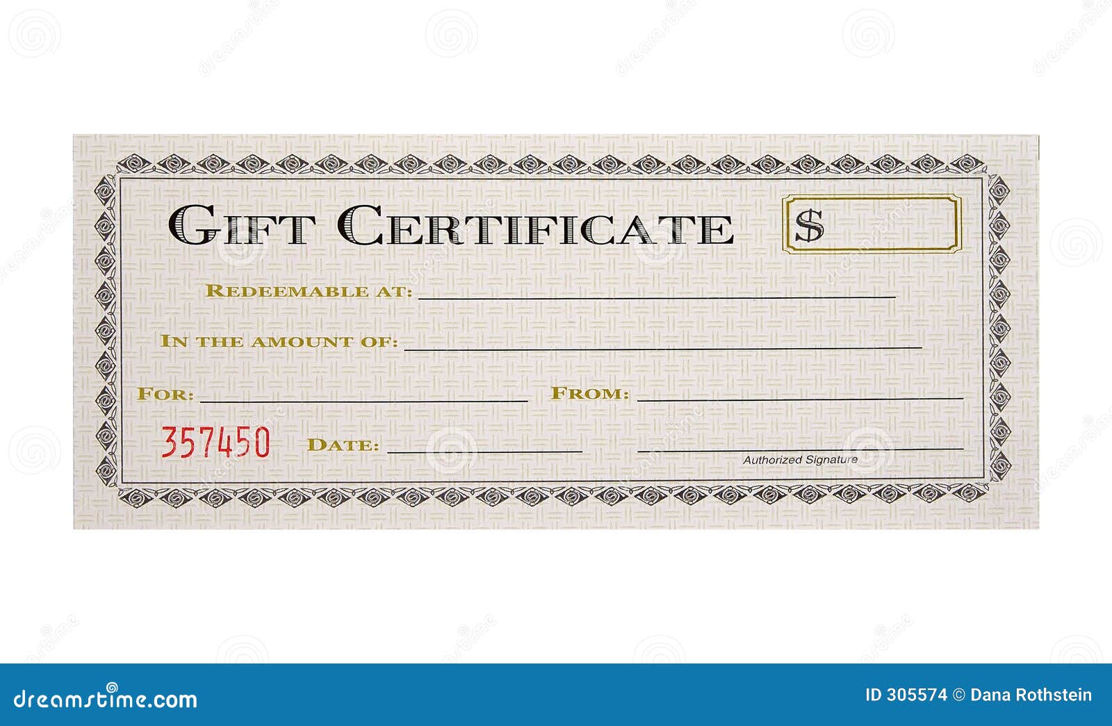 Gift Certificate stock photo. Image of amount, check, cheque - 305574