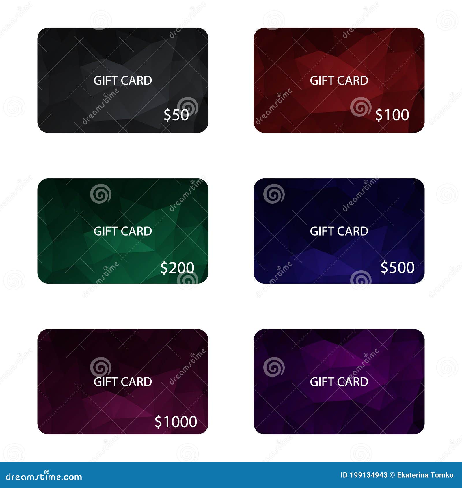Gift Certificate of Different Denominations with Geometric Design. Eps ...