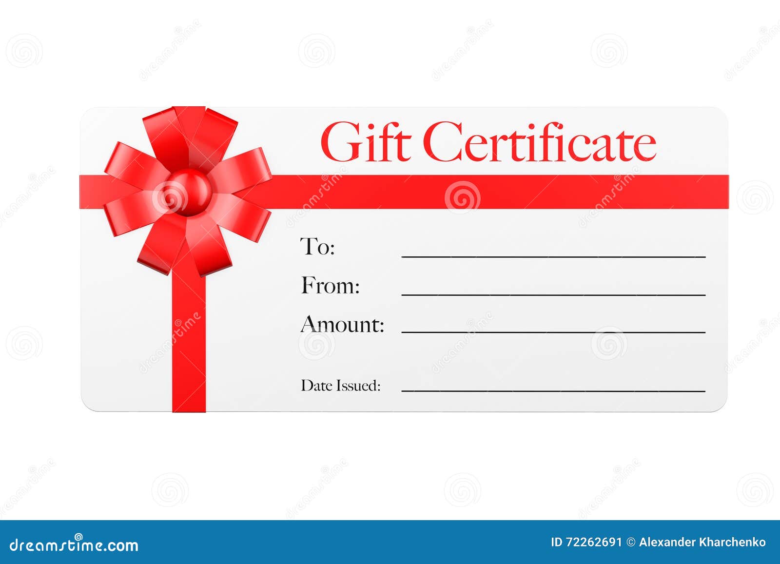 Gift Certificate with Red Ribbon and Bow. 3d Rendering Stock ...