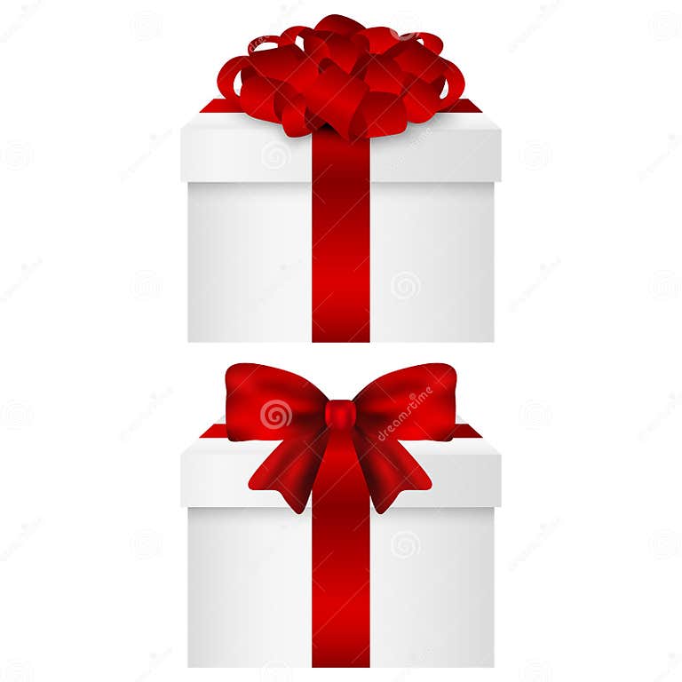 Gift Collection in a Box with Red Bow Vector Stock Vector ...