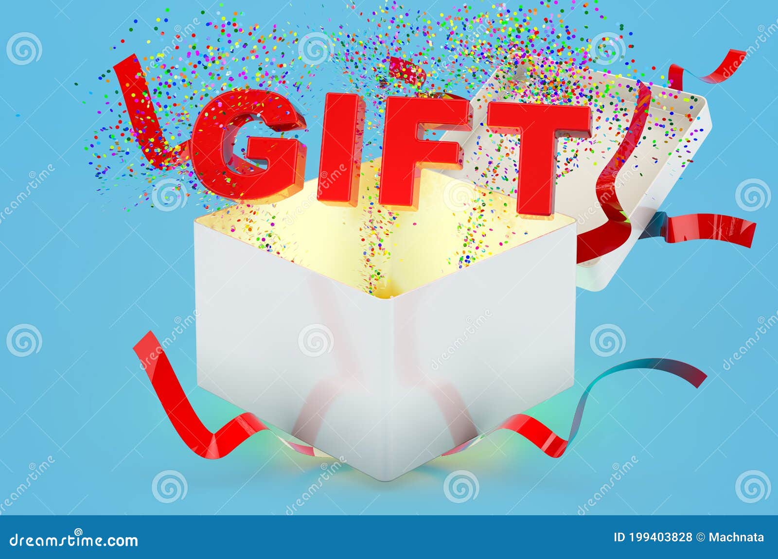 Gift Concept, Text Inside Gift Box. 3D Rendering Stock Illustration ...