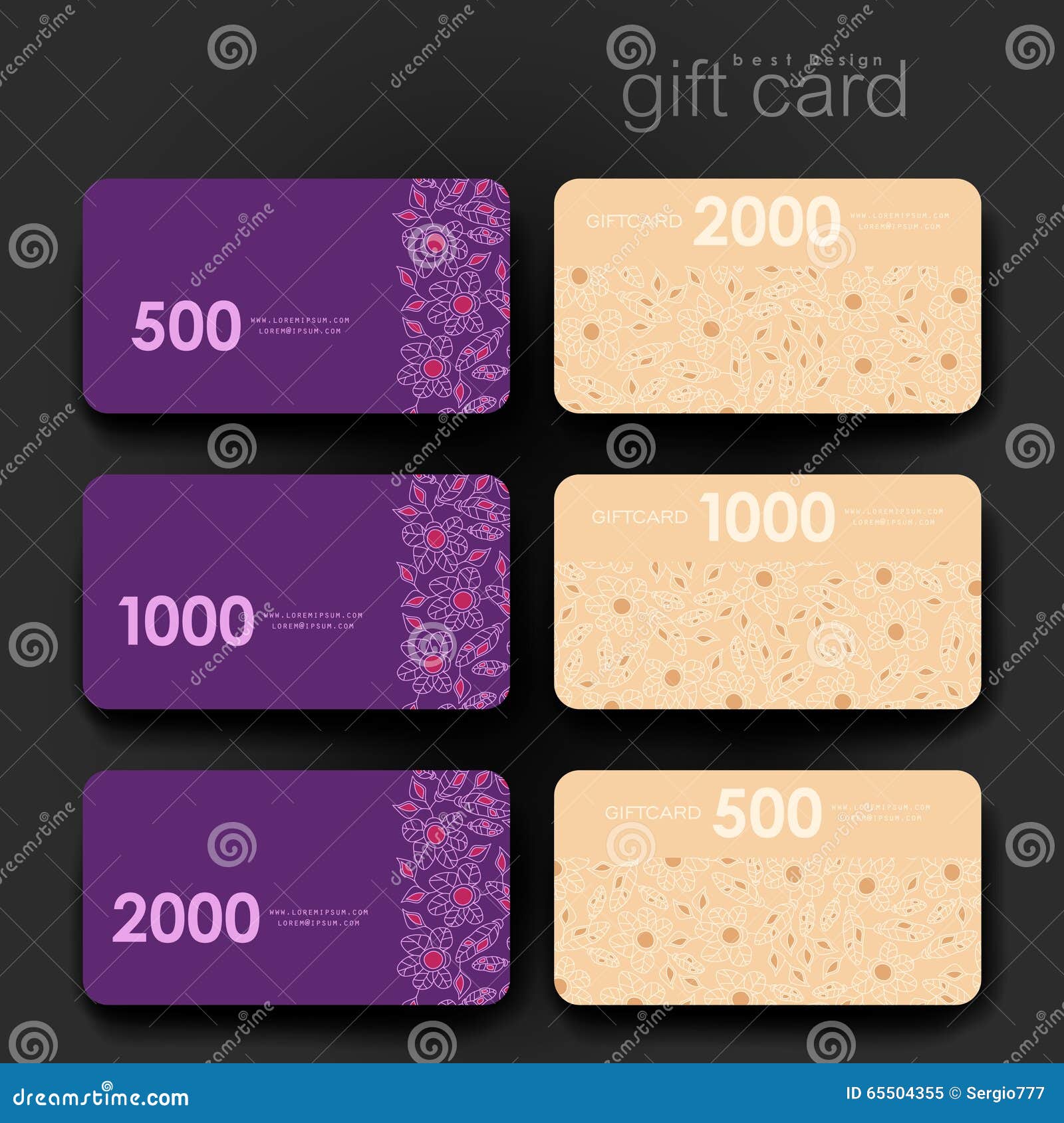 Gift Coupon, Discount Card Template with Floral Stock Vector ...