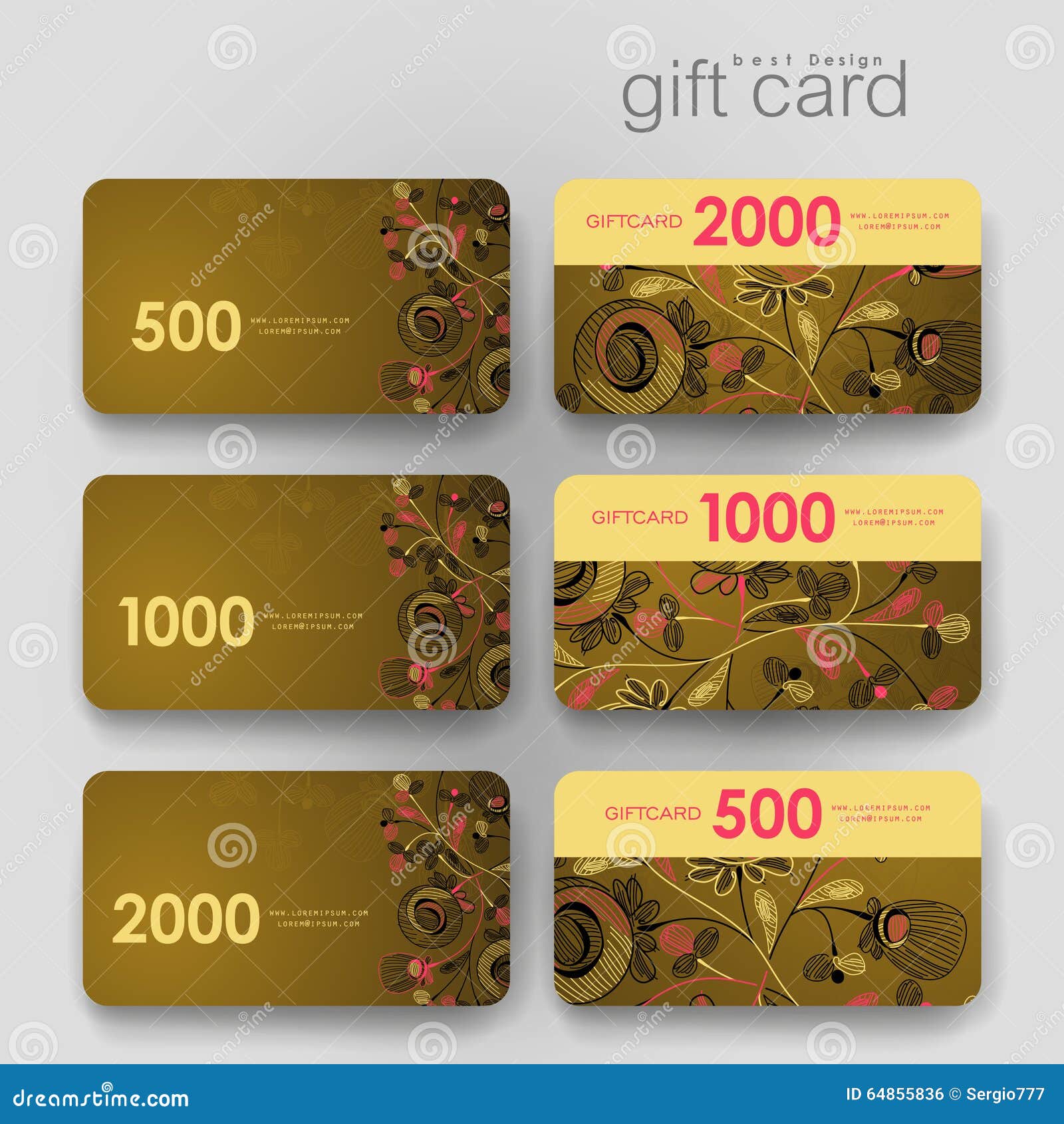 Gift Coupon, Discount Card Template with Floral Stock Vector ...