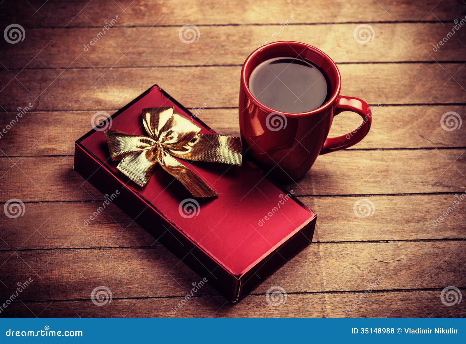 Gift and cup of coffee stock photo. Image of event, shaped - 35148988
