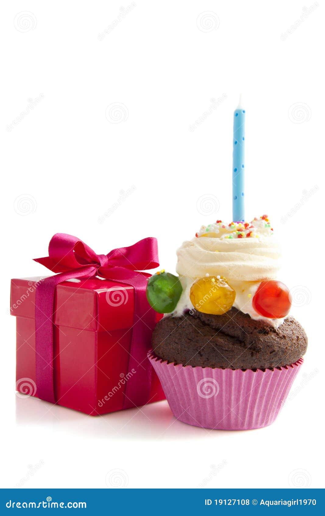 Gift and cupcake stock photo. Image of frosting, dessert - 19127108