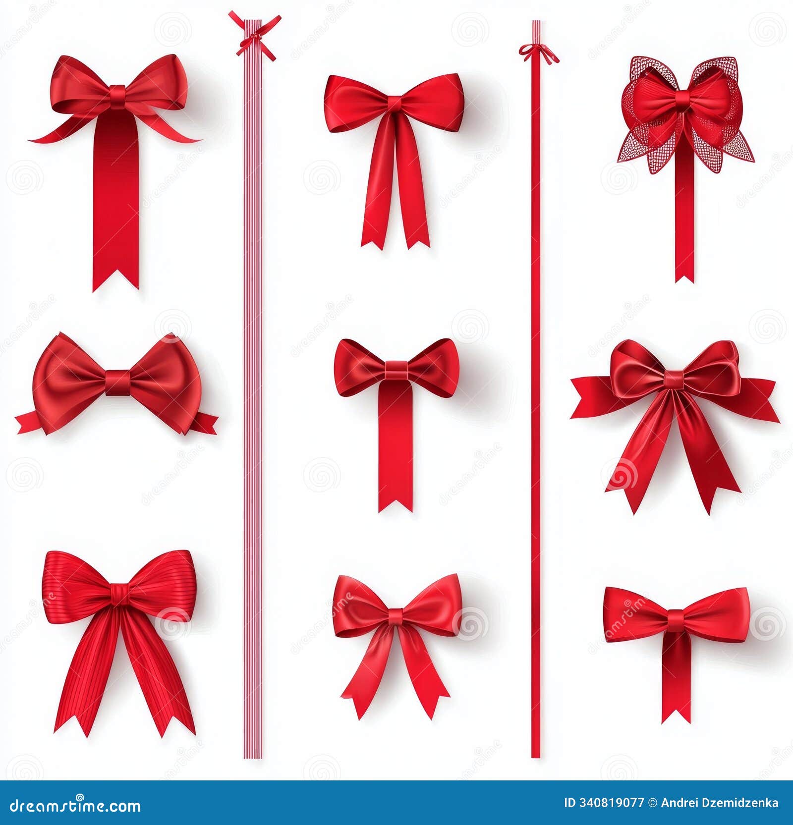Gift Decor Set with a Diagonal Red Bow and Ribbon at the Corner Stock ...