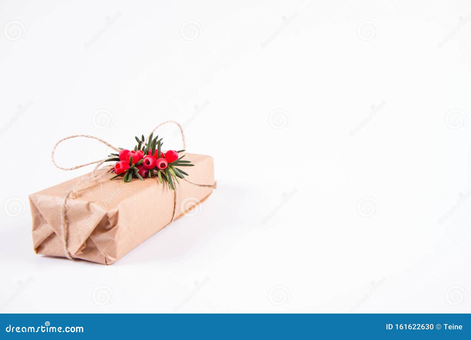 Gift Decorated with Yew Twig Stock Photo - Image of fruit, burlap ...