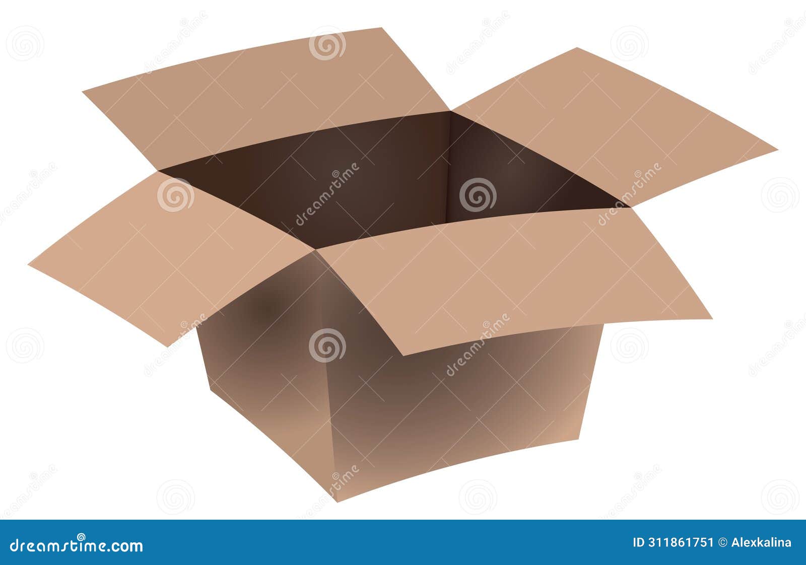 Gift and Delivering Concept. Empty Carton Brown Stylized Box Stock ...