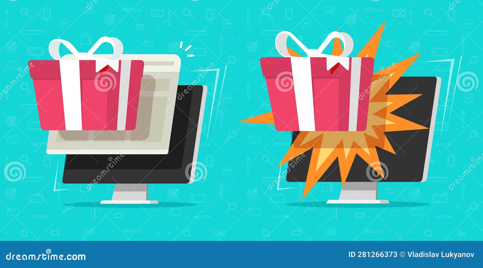 Gift Digital Online on Computer Pc Icon Vector Graphic, Virtual ...