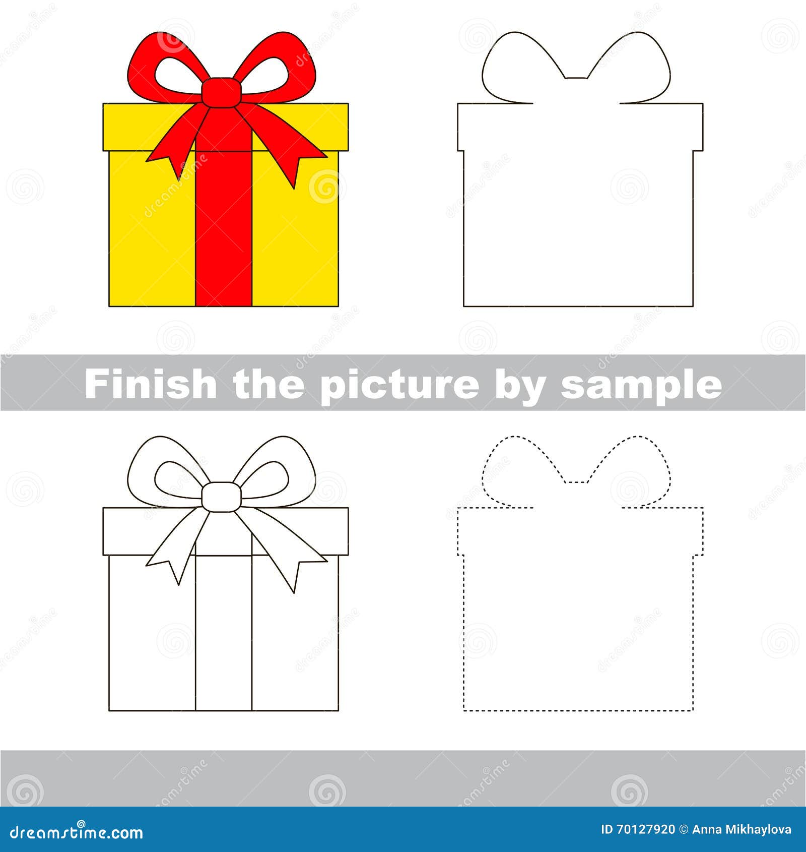Gift. Drawing worksheet. stock vector. Illustration of logic - 70127920
