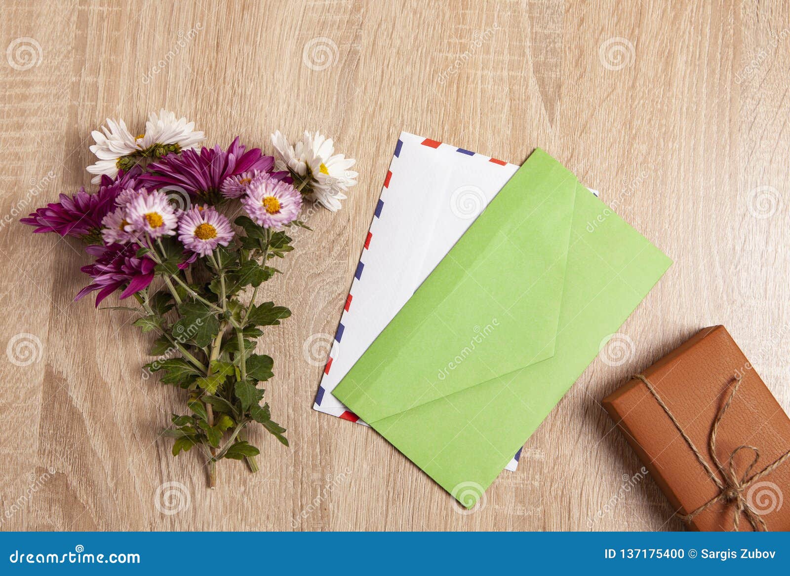 Gift envelope flowers stock photo. Image of green, romantic - 137175400