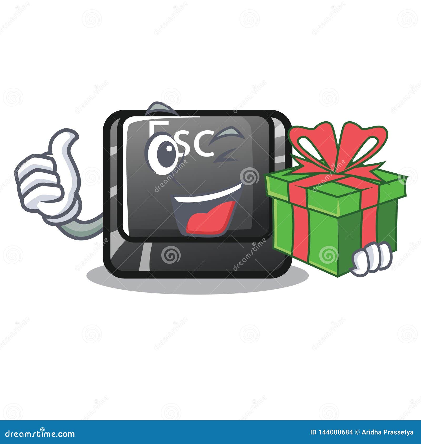 With T Esc Button Attached To Cartoon Keyboard Stock Vector