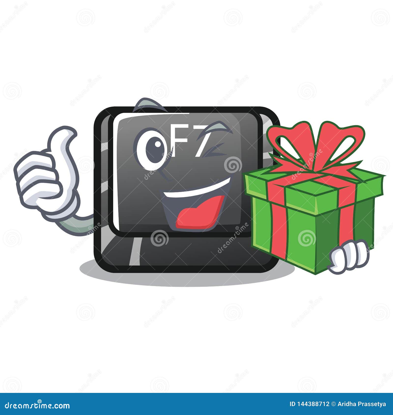 With Gift F7 Button Installed in Computer Cartoon Stock Vector ...
