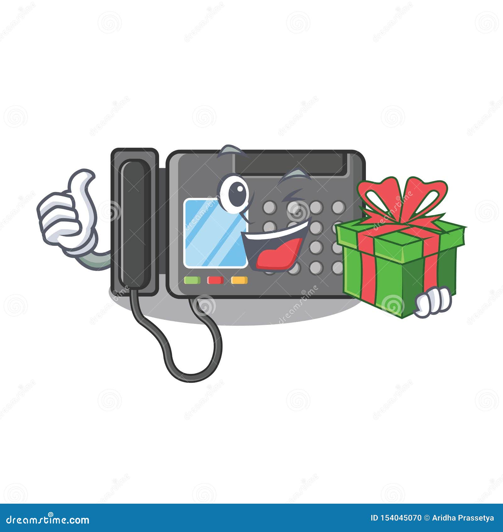 With Gift Fax Machine Above the Cartoon Table Stock Vector ...