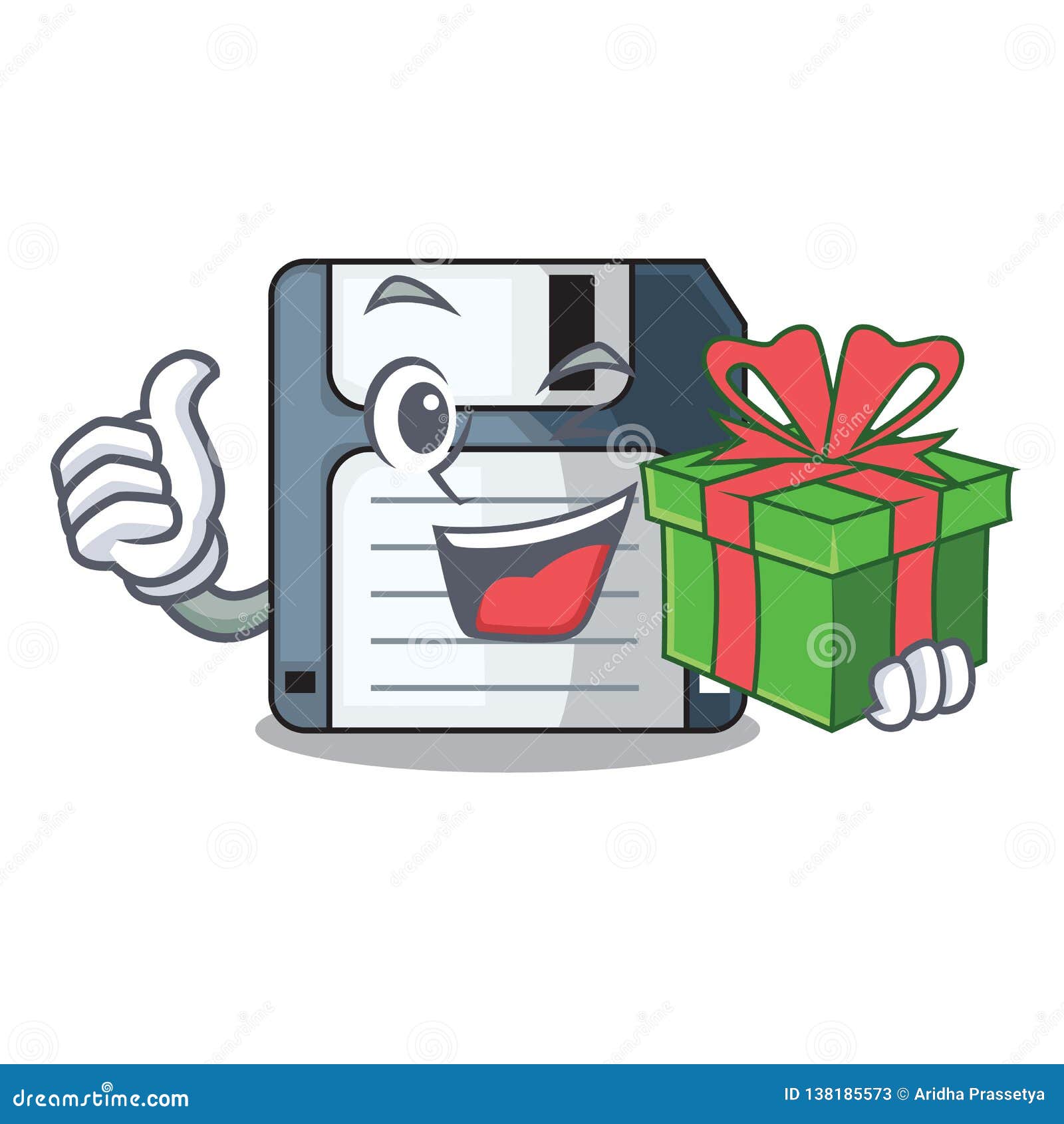 With Gift Floppy Disk in the Character Funny Stock Vector ...
