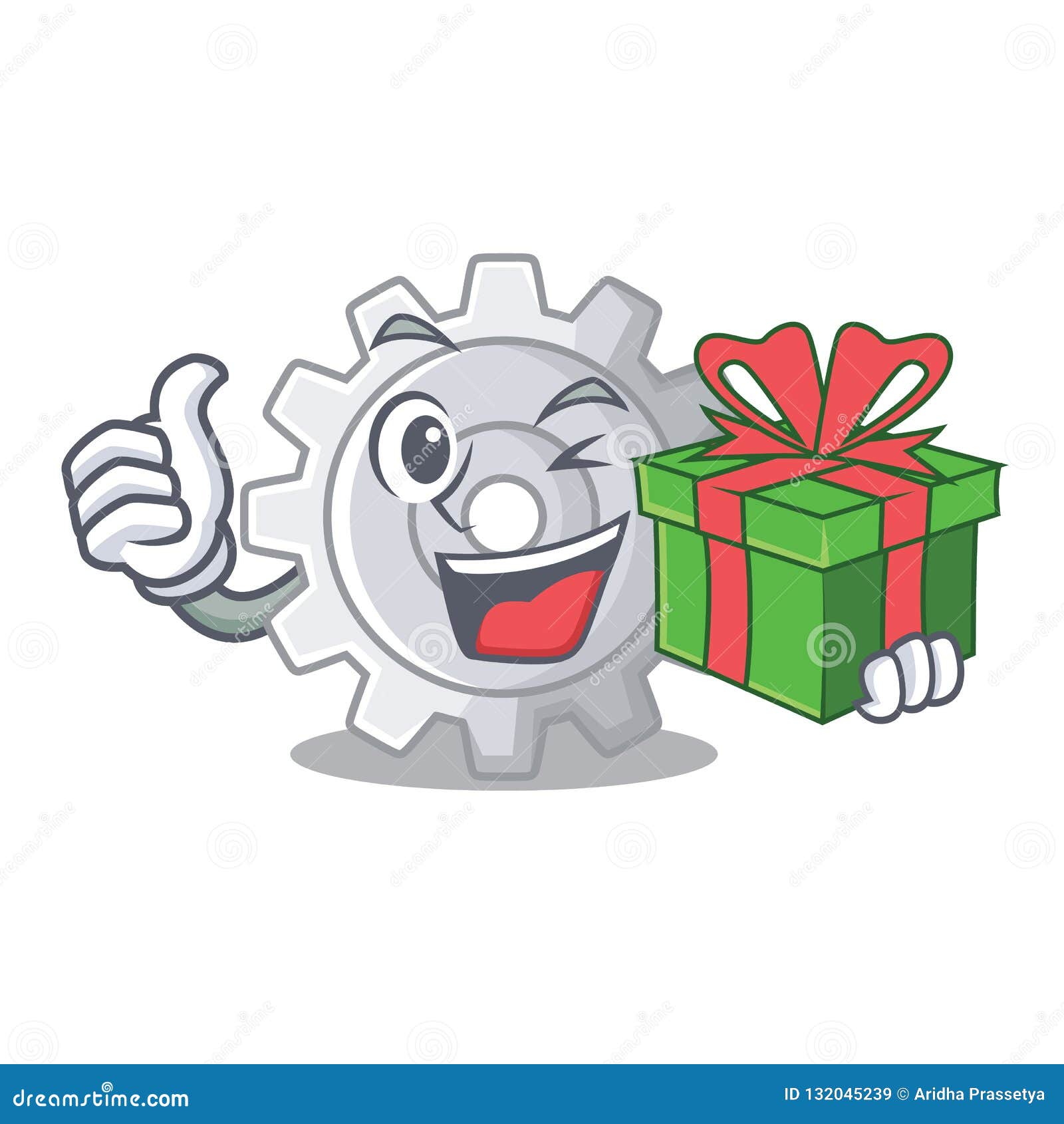 With Gift Gear Settings Mechanism on Mascot Shape Stock Vector ...