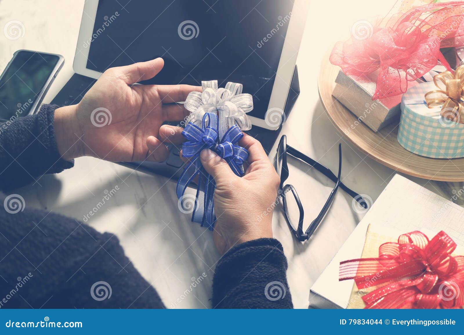 Gift Giving Creative Hand Typing and Hand with Gift. Gift Delivery ...