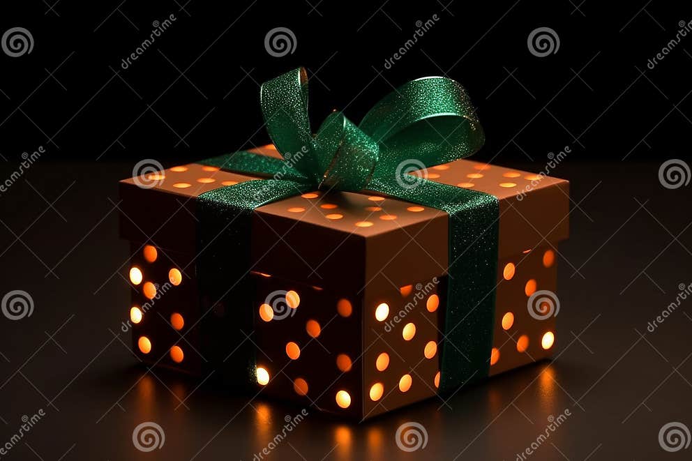 A Gift in a Glowing Box with a Bow. Stock Image - Image of mothers ...
