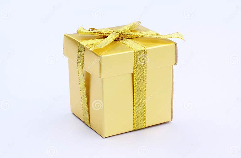 Gift gold box stock photo. Image of holiday, still, birthday - 16124588
