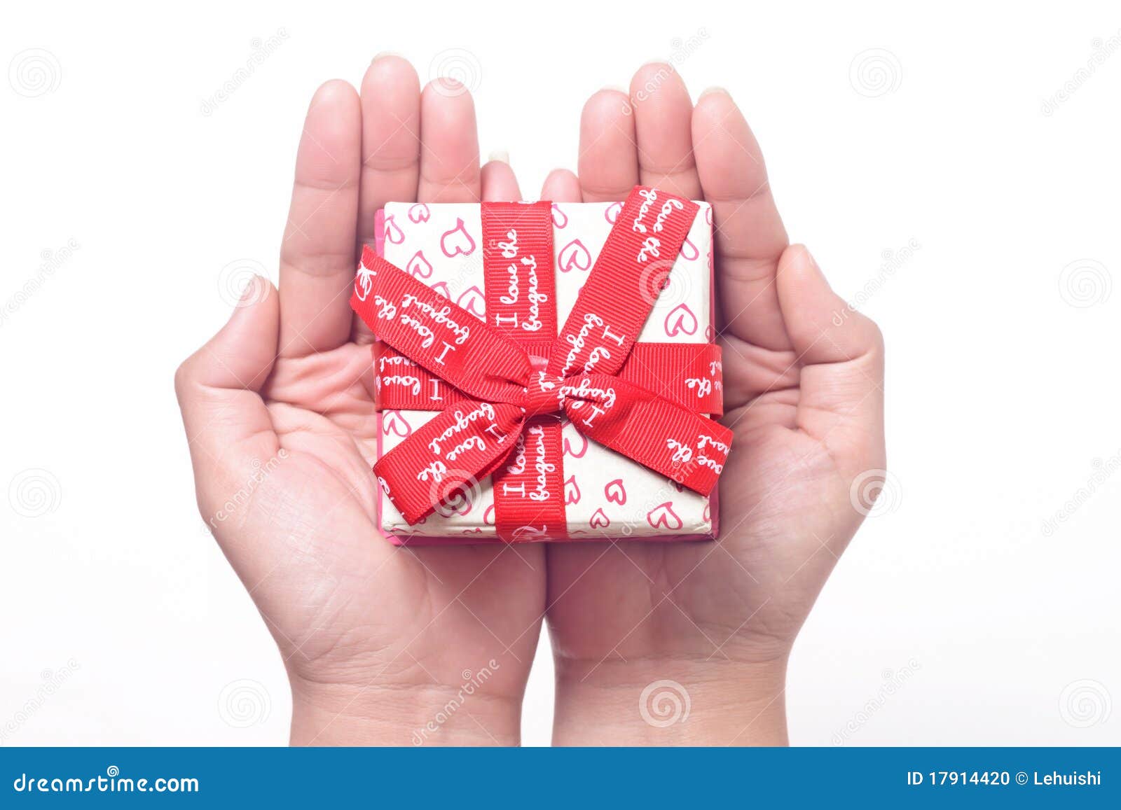 Gift on the hand stock photo. Image of white, receive - 17914420