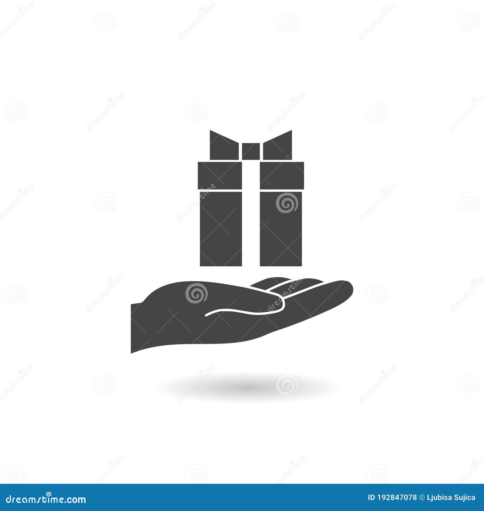 Gift in the Hand Icon with Shadow Stock Vector - Illustration of ...