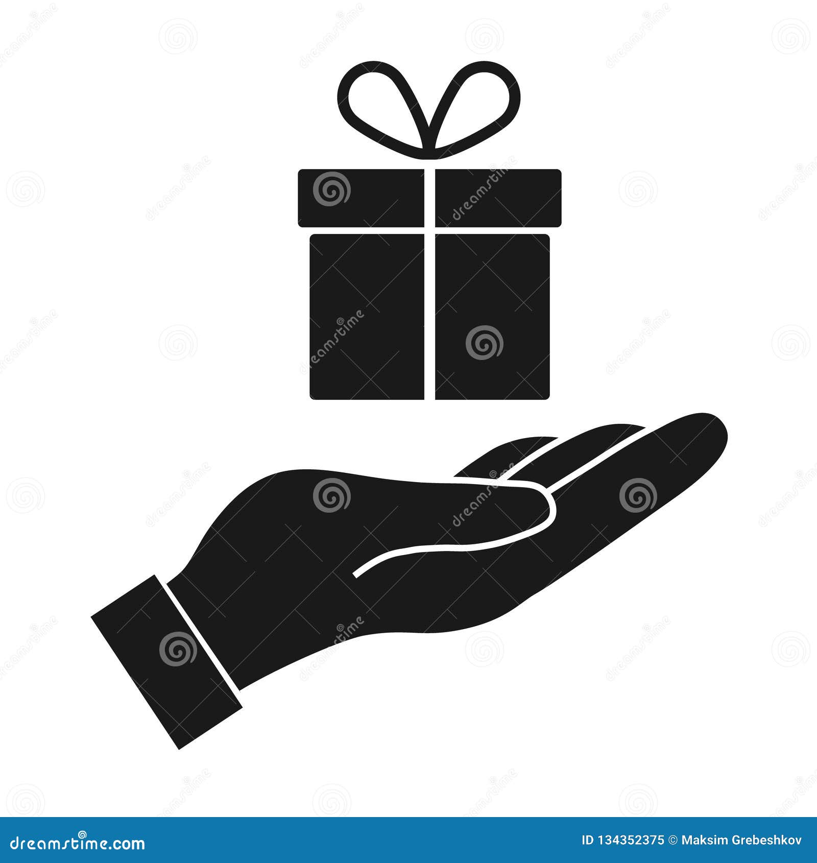 Gift in hand vector icon stock illustration. Illustration of hand ...