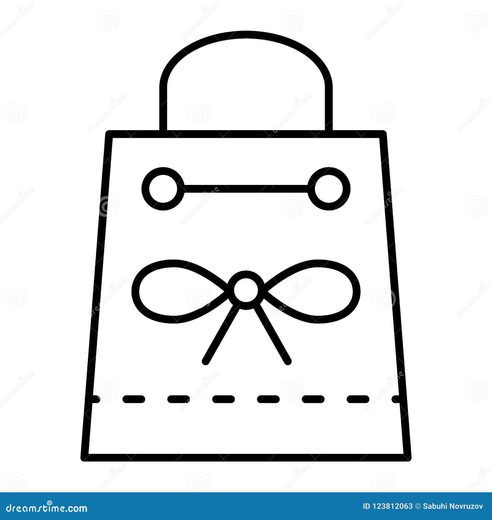 Gift Handbag with a Bow Thin Line Icon. Present Vector Illustration ...
