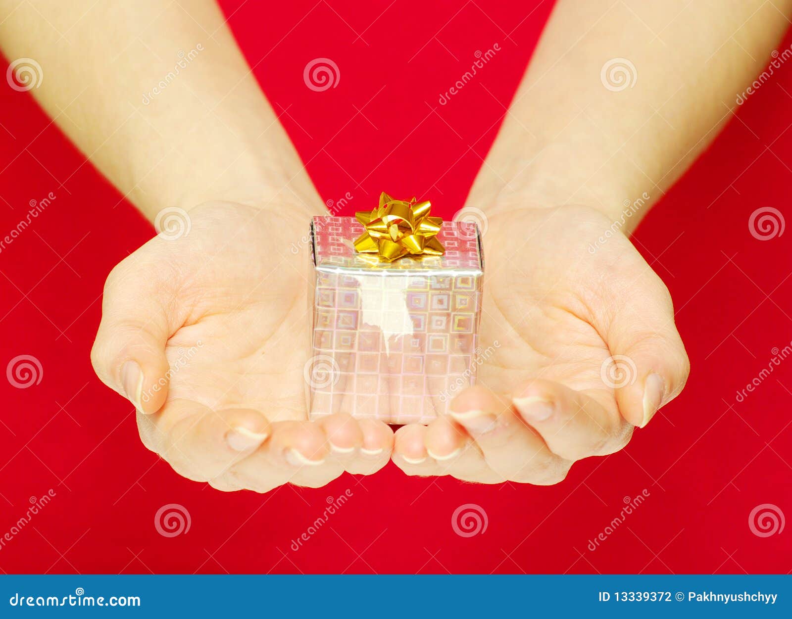 Gift in hands stock photo. Image of hand, finger, christmas - 13339372