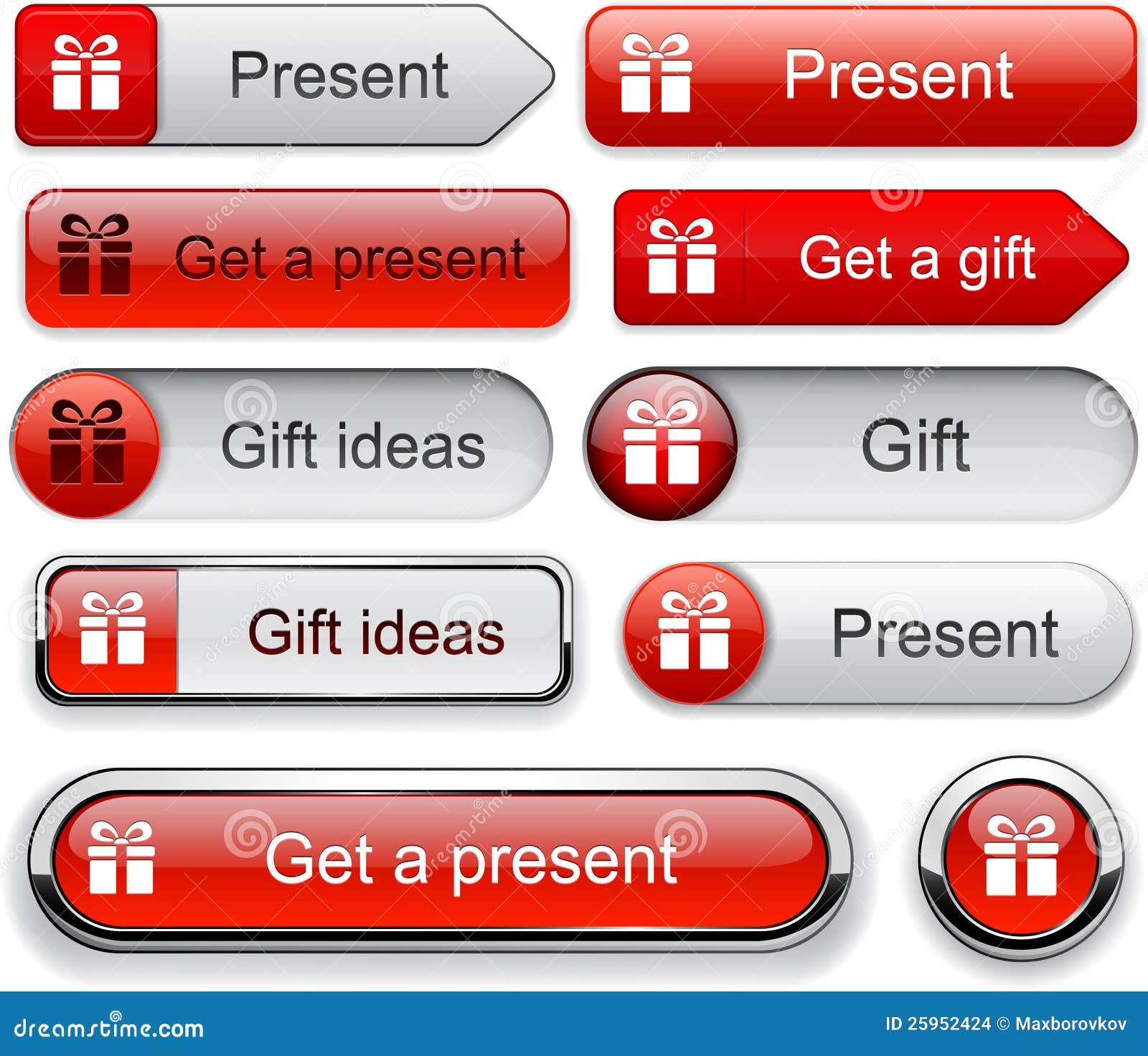 Gift High-detailed Modern Buttons. Stock Vector - Illustration of ...