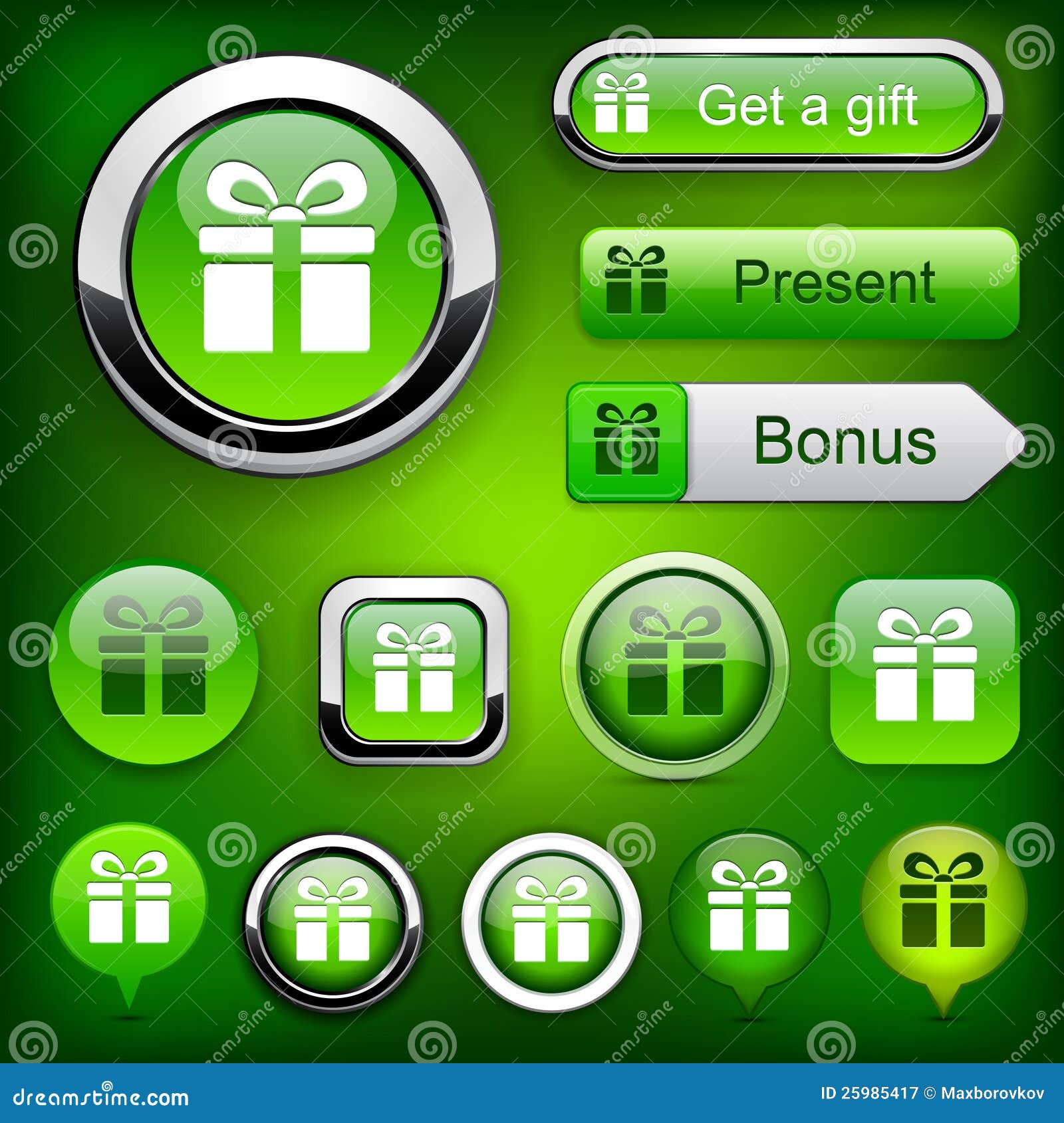 Gift High-detailed Modern Buttons. Stock Vector - Illustration of icons ...