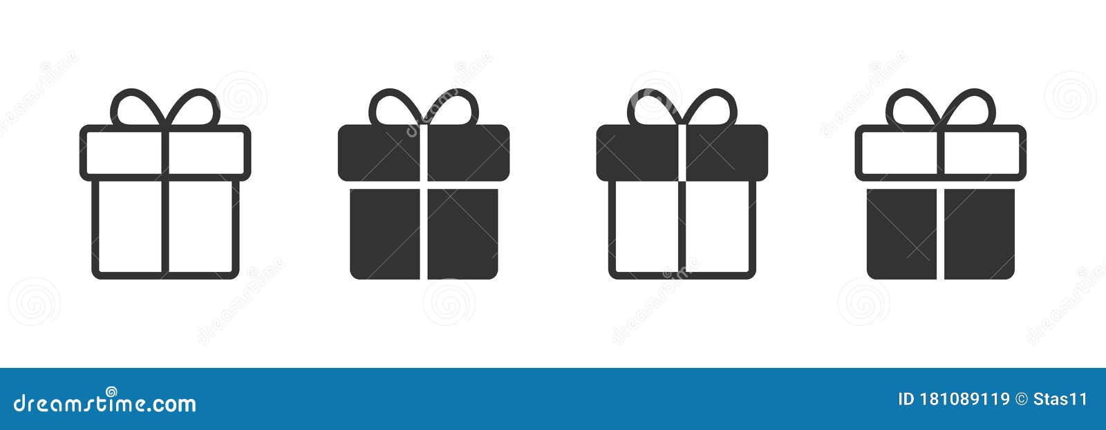 Gift Icons in Four Different Versions in a Flat Design Stock Vector ...