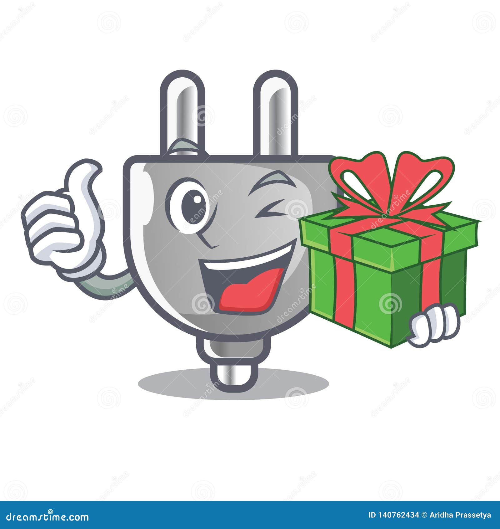 With Gift Isolated Power Plug in the Mascot Stock Vector - Illustration ...