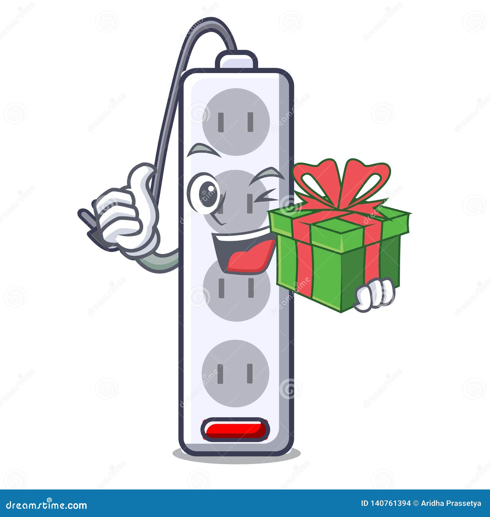 With Gift Isolated Power Strip with the Mascot Stock Vector ...