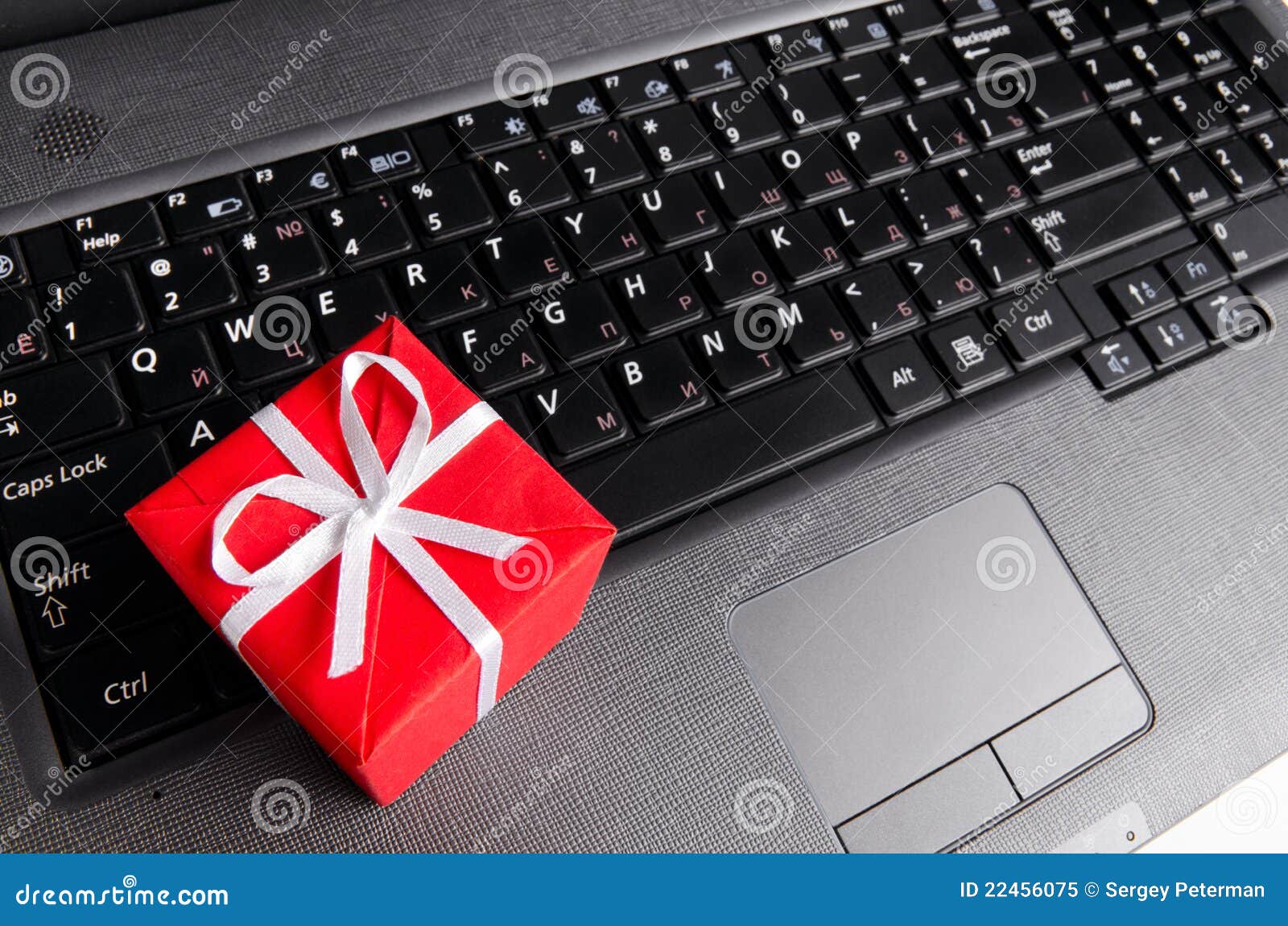 Gift on a laptop keyboard stock image. Image of laptop - 22456075