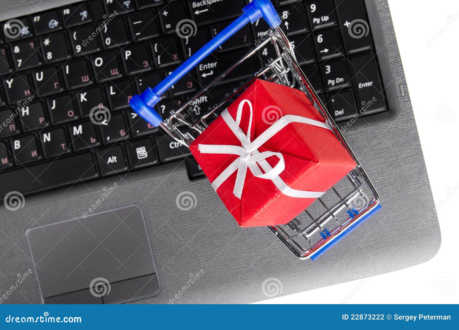 Gift on a laptop keyboard stock photo. Image of close - 22873222