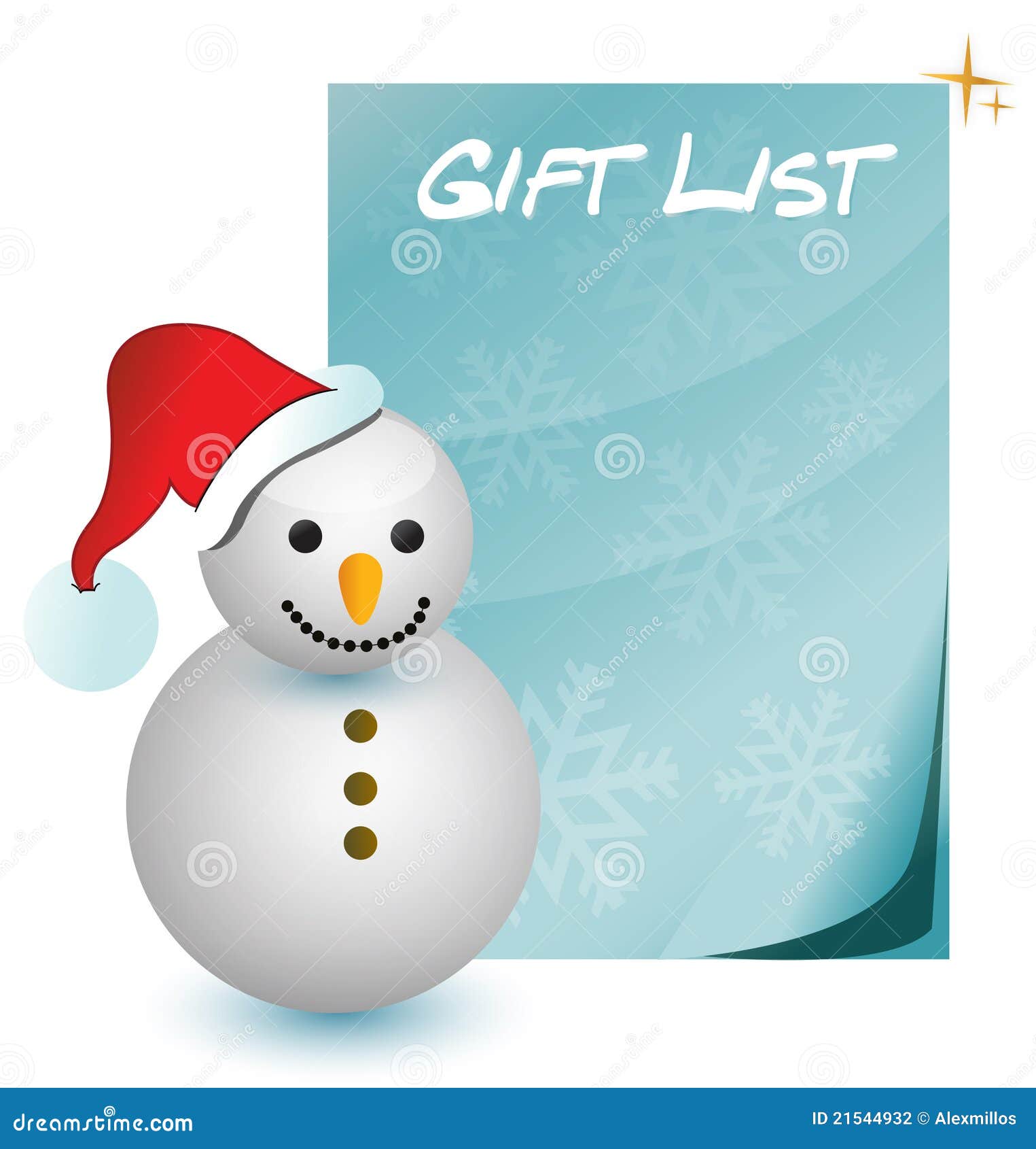 Gift List with Snowman Illustration Stock Vector - Illustration of ...