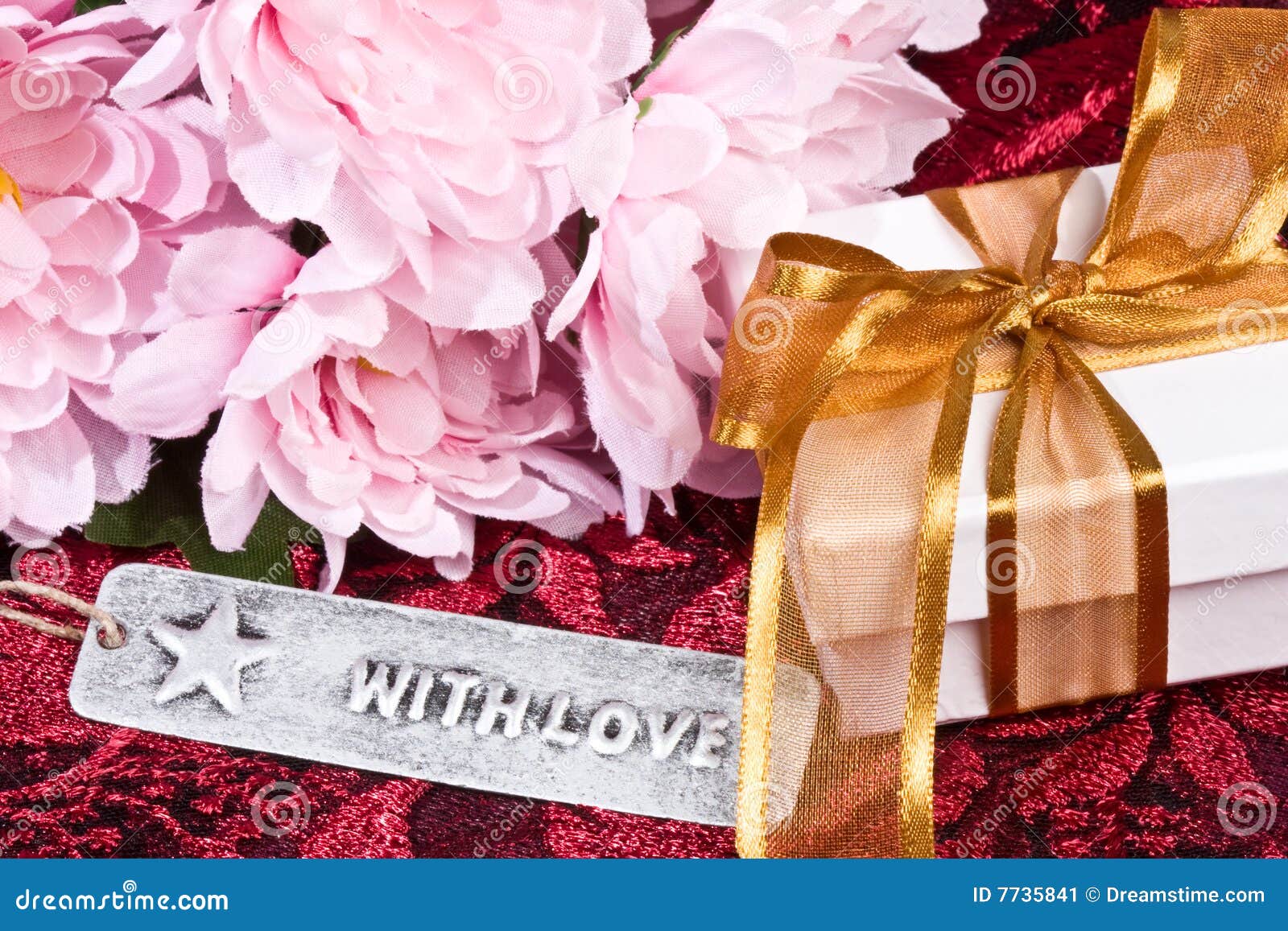Gift with Love stock image. Image of cardboard, silk, satin - 7735841