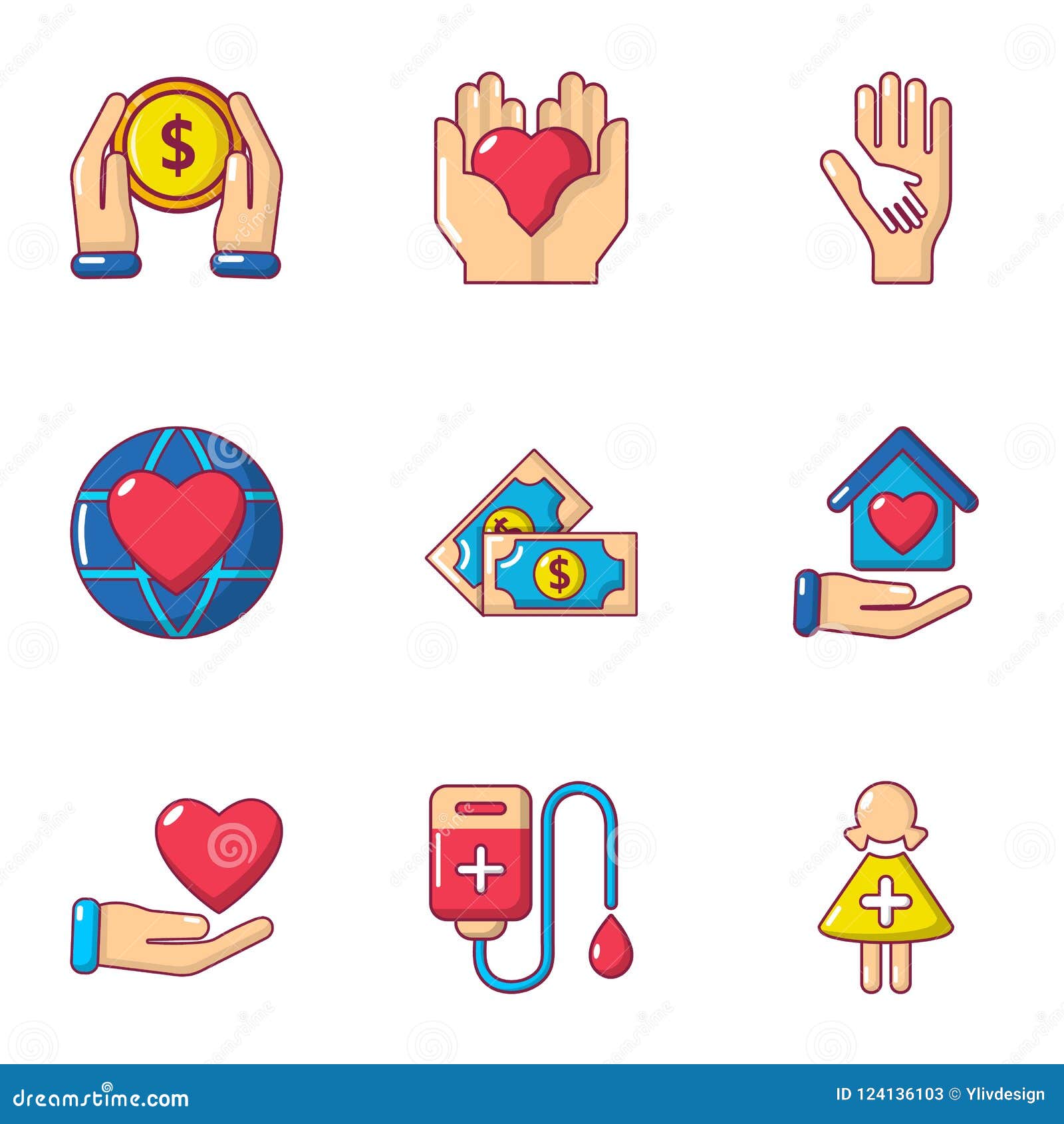 Gift Offering Icons Set, Cartoon Style Stock Vector - Illustration of ...