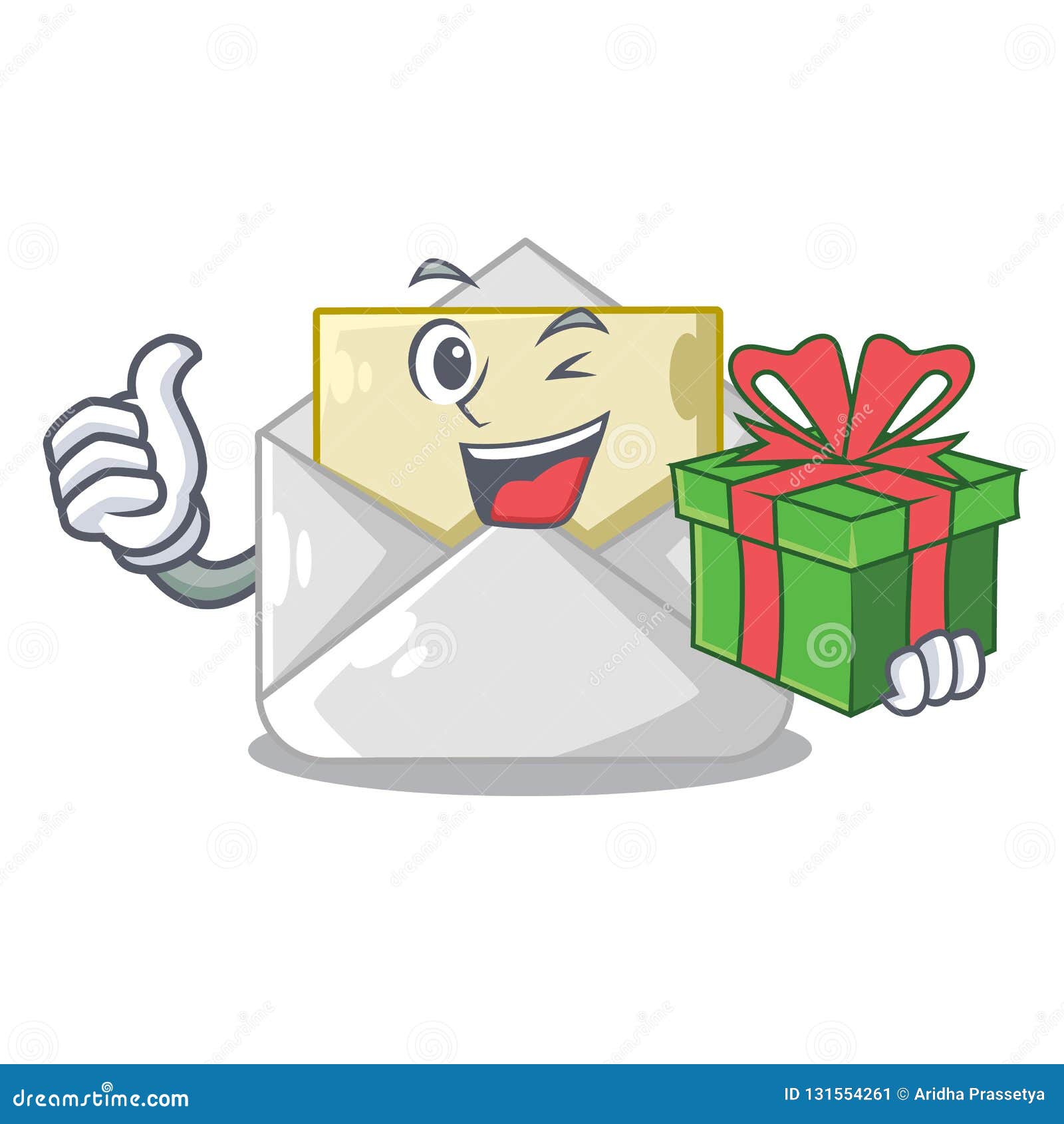 With Gift Open Envelope on Cartoon Shape Blank Stock Vector ...
