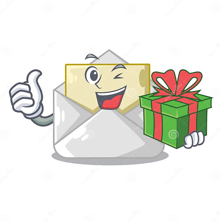 With Gift Open Envelope on Cartoon Shape Blank Stock Vector ...