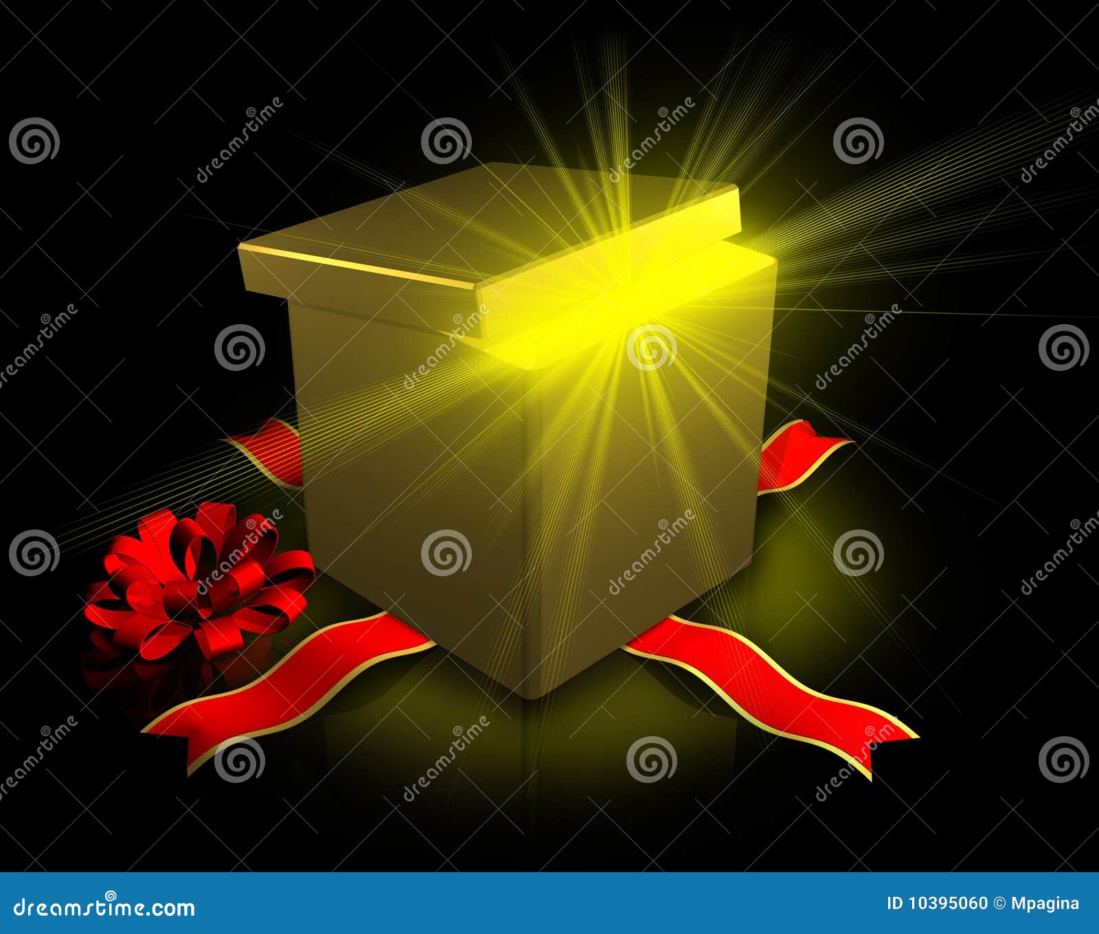 Gift of a Open Gold Box with a Bow Stock Illustration - Illustration of ...
