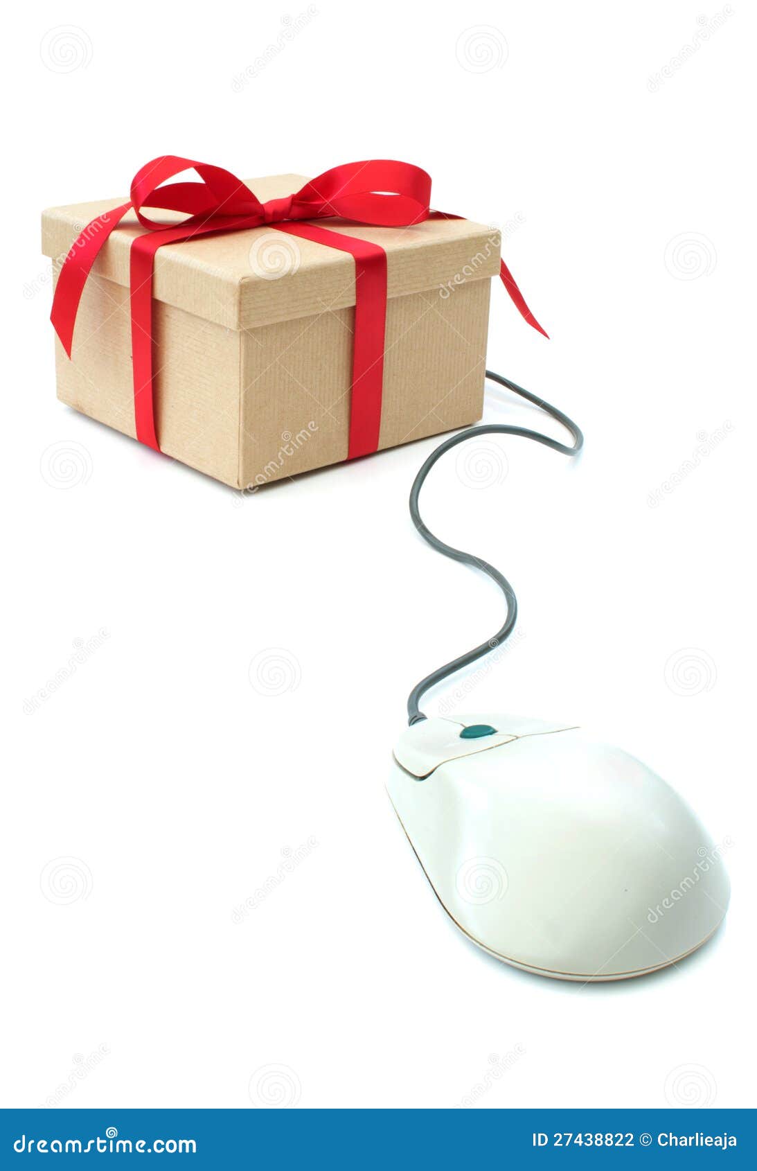 Gift Package Linked To Computer Mouse Stock Photo - Image of packet ...