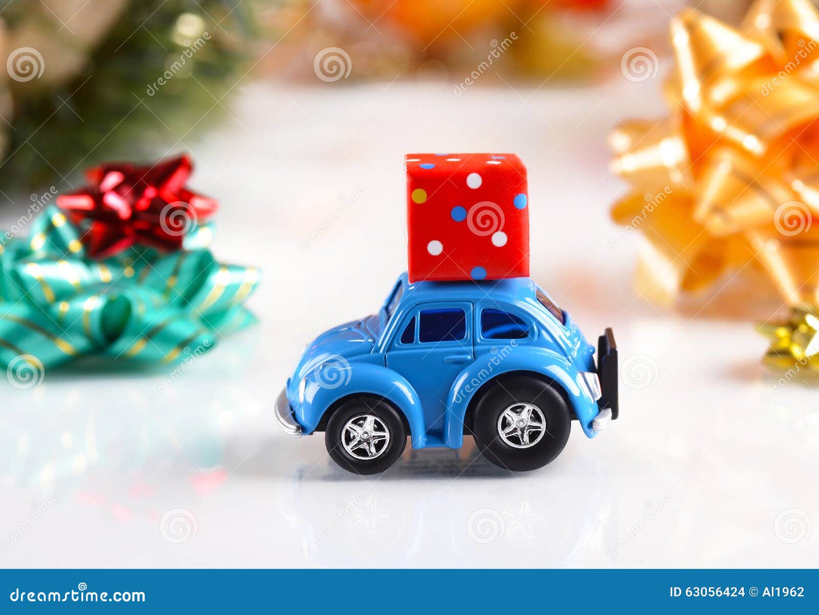 Gift package on small car stock photo. Image of transport - 63056424