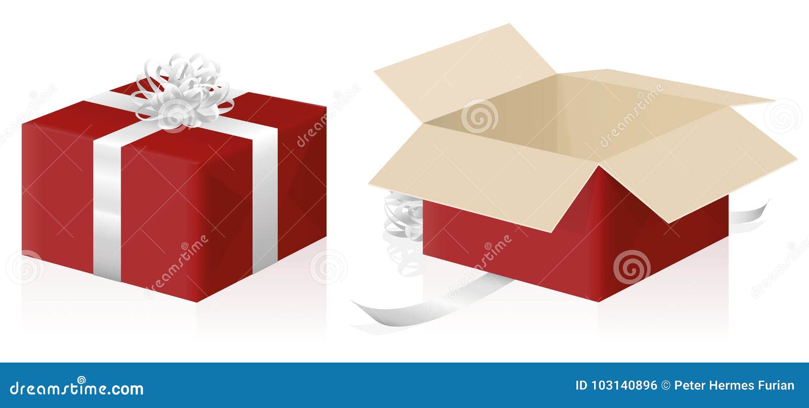Gift Package Wrapped Unwrapped Red Parcel Stock Vector - Illustration ...