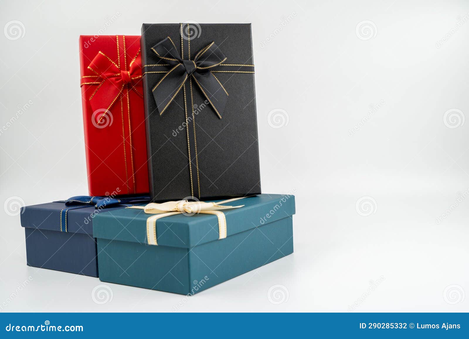 Gift Packages in Different Colors Isolated on White Background Stock ...