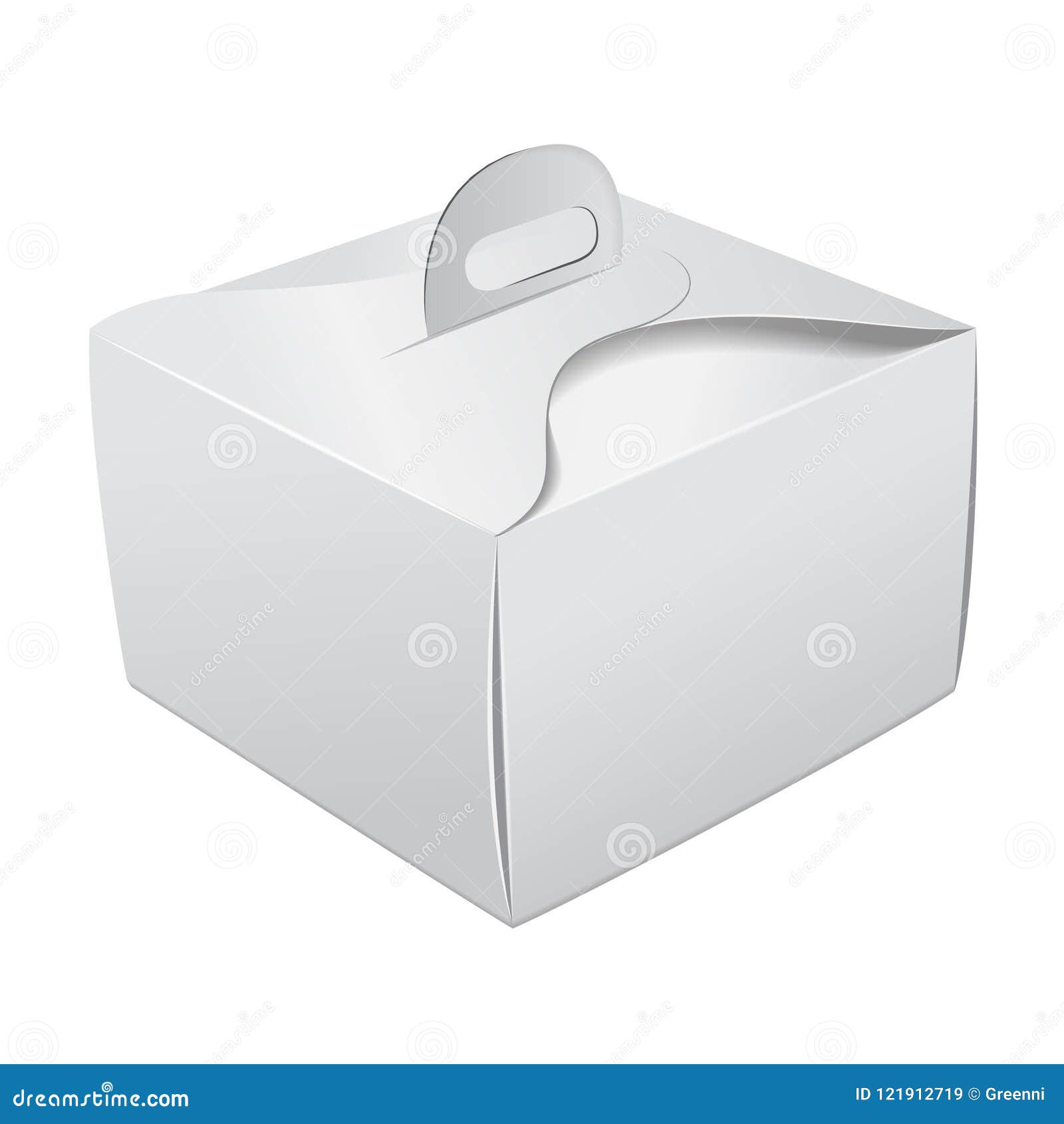 Gift Packaging White Box With Handle Mockup For Cake. Paperboard ...