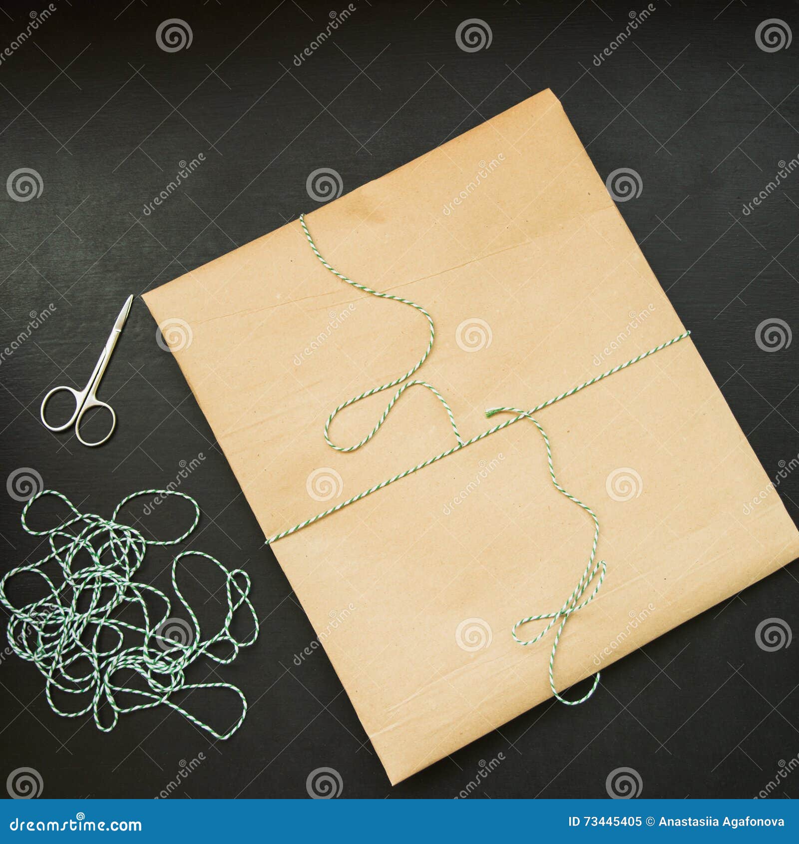 Gift packing in kraft stock image. Image of holiday, flat - 73445405