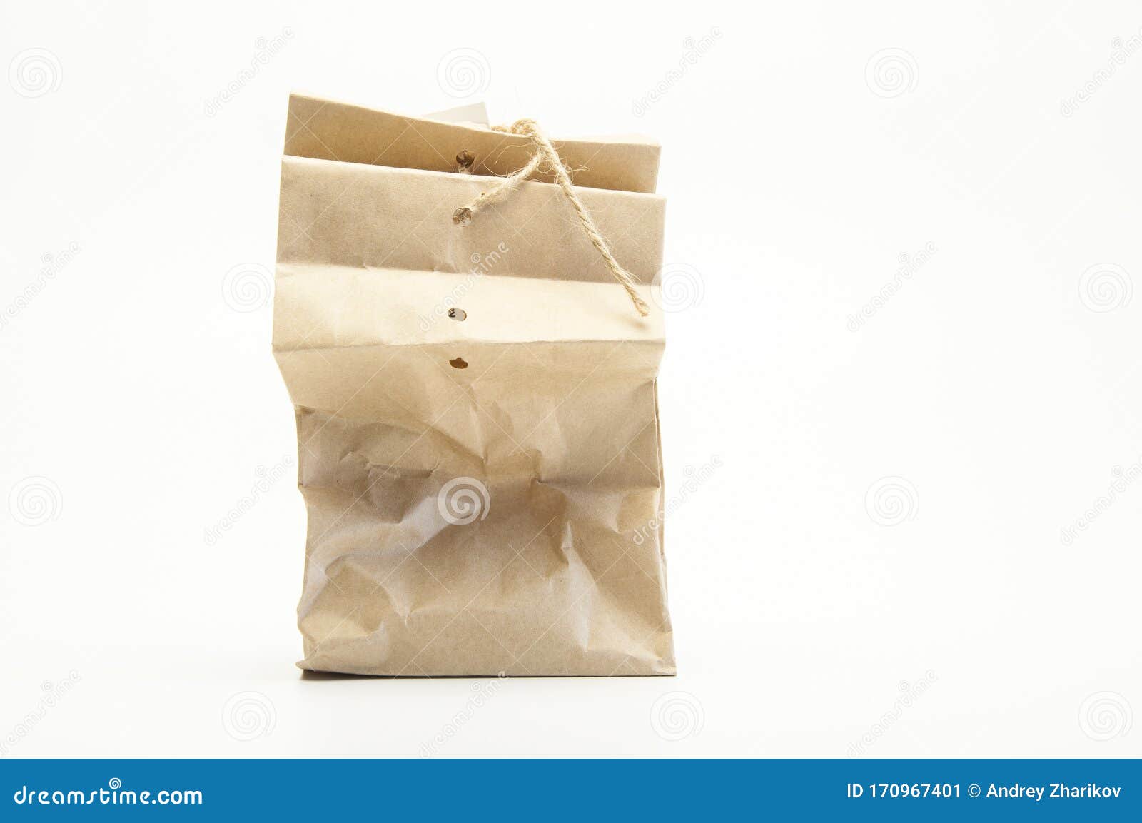 Gift Paper Parchment Bag with Bow and Note. on White Background Stock ...